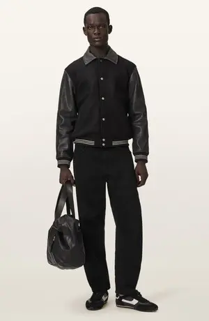 ALLSAINTS Vanson Wool & Leather Bomber Jacket
