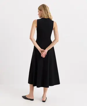 PACT Fit & Flare Cowl Neck Dress Made With Organic Cotton - Black