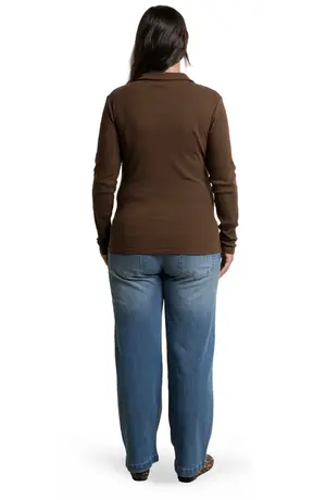 NOM MATERNITY Paige Polo Maternity & Nursing Ribbed Tee