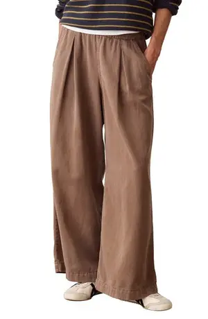 Marine Layer Allison Pleated Wide Leg Trousers - Java