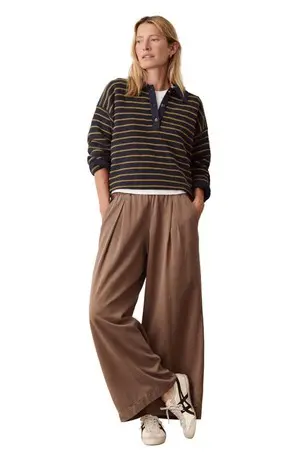 Marine Layer Allison Pleated Wide Leg Trousers - Java
