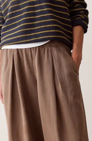 Marine Layer Allison Pleated Wide Leg Trousers - Java