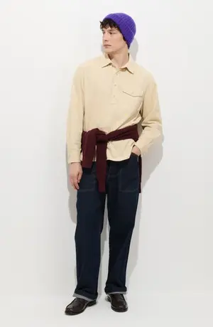 ALEX MILL Carter Corduroy Popover Shirt - Light Putty