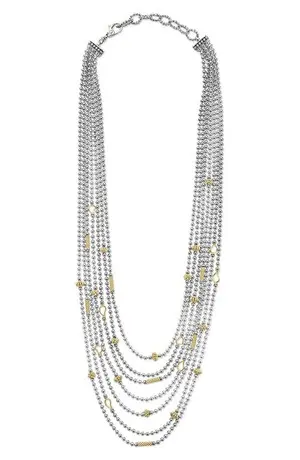 Lagos Caviar Icon Elements 18-inch 5-strand Necklace - Silver