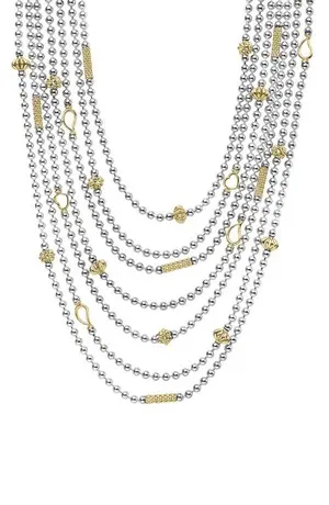 Lagos Caviar Icon Elements 18-inch 5-strand Necklace - Silver