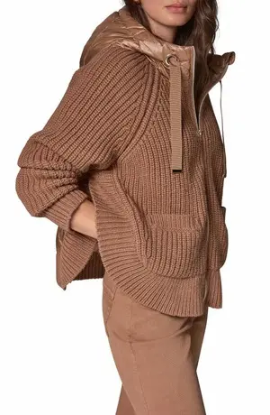 Donna Karan New York Mixed Media Down Fill Hooded Shirtjacket
