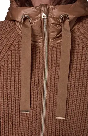 Donna Karan New York Mixed Media Down Fill Hooded Shirtjacket
