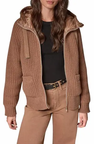 Donna Karan New York Mixed Media Down Fill Hooded Shirtjacket