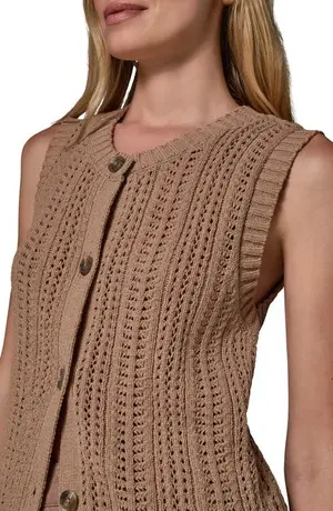 Donna Karan New York Pointelle Stitch Sweater Vest