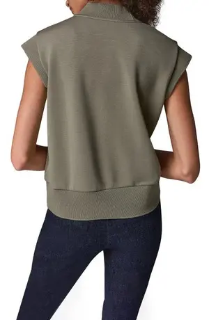 Donna Karan New York Jet Setter Dolman Half Zip Pullover Top