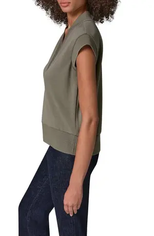 Donna Karan New York Jet Setter Dolman Half Zip Pullover Top
