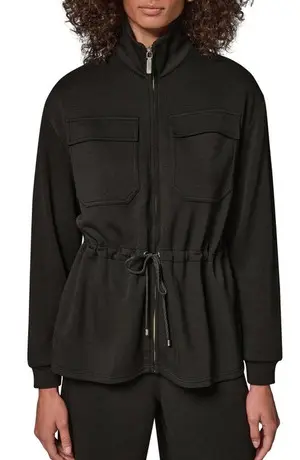 Donna Karan New York Jet Setter Mock Neck Shirtjacket - Black