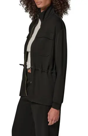 Donna Karan New York Jet Setter Mock Neck Shirtjacket - Black