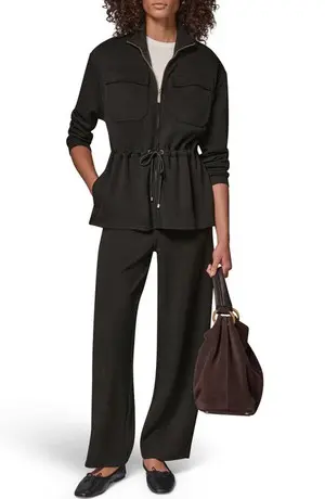 Donna Karan New York Jet Setter Mock Neck Shirtjacket - Black