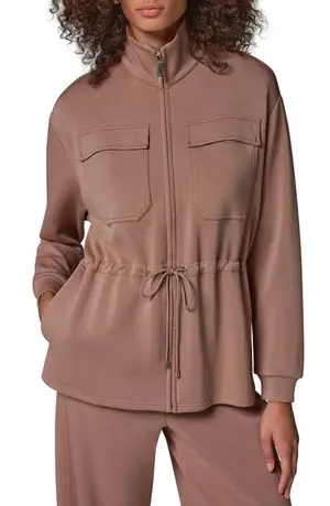 Donna Karan New York Jet Setter Mock Neck Shirtjacket - Camel
