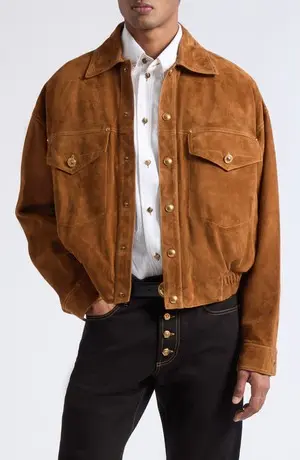 Versace Suede Blouson Leather Jacket - Brown