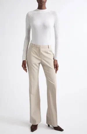 Lafayette 148 New York Textured Stripe Merino Wool Sweater - Cloud