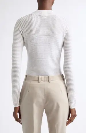 Lafayette 148 New York Textured Stripe Merino Wool Sweater