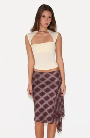 TIGER MIST Saffron Asymmetric Midi Skirt