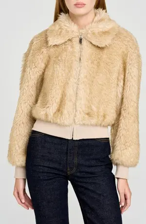 WAYF Nathalie Faux Fur Jacket - Beige