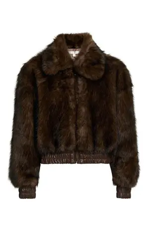 WAYF Nathalie Faux Fur Jacket - Brown