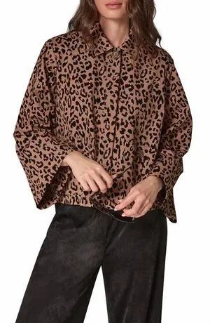 Donna Karan New York Flocked Leopard Print Trapeze Jacket