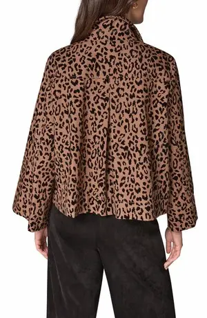 Donna Karan New York Flocked Leopard Print Trapeze Jacket