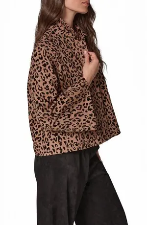 Donna Karan New York Flocked Leopard Print Trapeze Jacket
