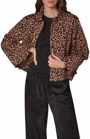 Donna Karan New York Flocked Leopard Print Trapeze Jacket