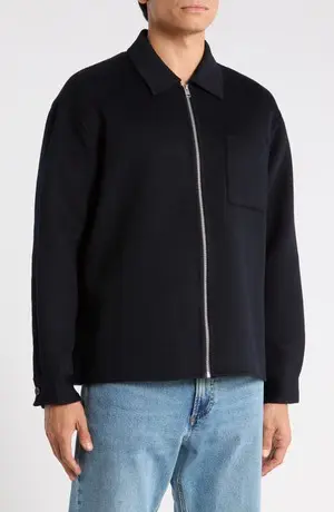 FRAME Double Face Zip Shirt Jacket - Dark Navy