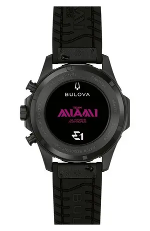 Bulova Marine Star Grand Prix Chronograph Leather & Silicone Strap Watch