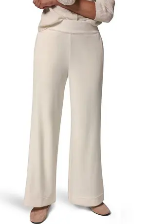 Donna Karan New York High Waist Wide Leg Corduroy Pants - Cream