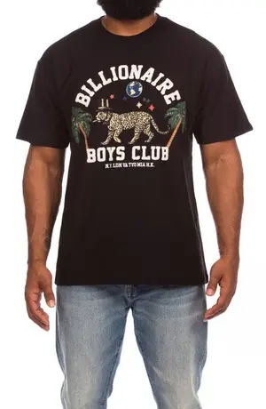BILLIONAIRE BOYS CLUB Leopard Embroidered Appliqué Cotton T-shirt