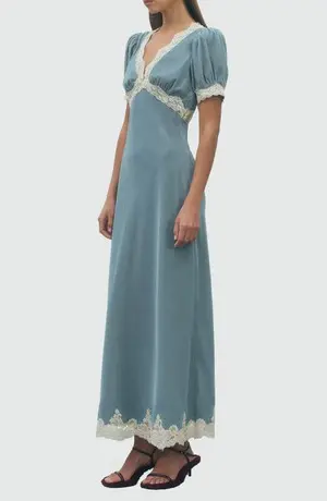 MAUDE CLUB Sabrina Lace Trim Maxi Dress