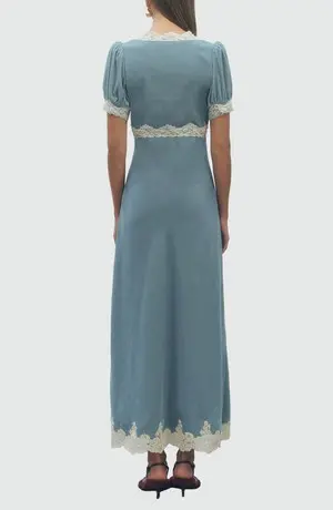 MAUDE CLUB Sabrina Lace Trim Maxi Dress