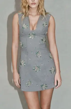 MAUDE CLUB Violette Embroidered Minidress