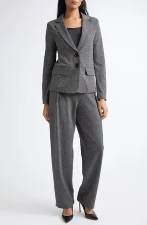 Emporio Armani Chevron Jacquard Jersey Blazer - Solid Black