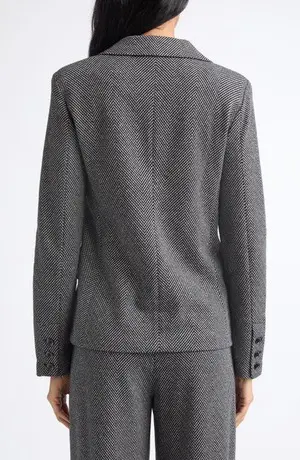 Emporio Armani Chevron Jacquard Jersey Blazer - Solid Black