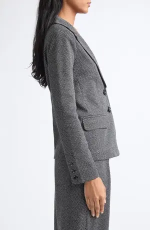Emporio Armani Chevron Jacquard Jersey Blazer - Solid Black