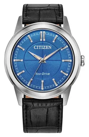 Citizen Rolan Leather Strap Eco-drive Watch - Blue/black