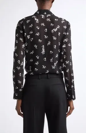 Lafayette 148 New York Scottie Embellished Silk Blouse
