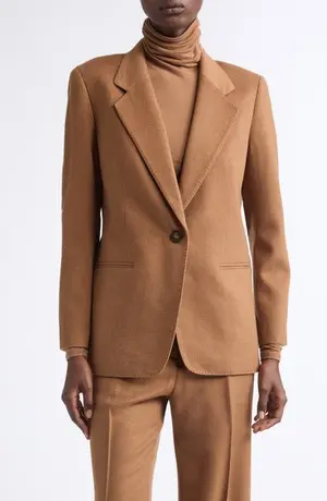 Lafayette 148 New York Camel Hair Single Button Jacket - Vicuna
