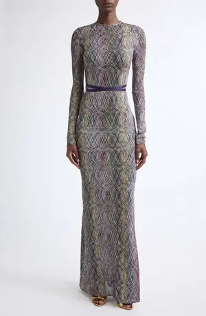 Missoni Space Dyed Metallic Long Sleeve Maxi Dress - Smson