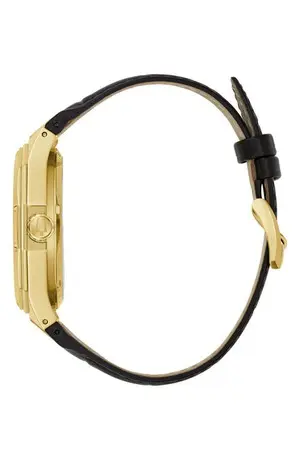 Bulova Automatic Skeleton Leather Strap Watch - Black