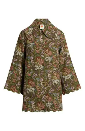 Farm Rio Flower Jacquard Trench Coat