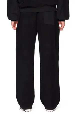 L/AB C/O OFF-WHITE Reverse Knit Wide Leg Sweatpants - Black