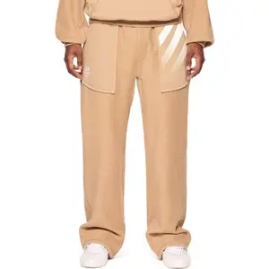 L/AB C/O OFF-WHITE Reverse Knit Wide Leg Sweatpants - Cornstalk