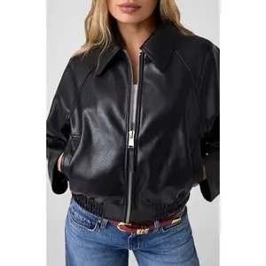Guess Audrine Faux Leather Bomber Jacket
