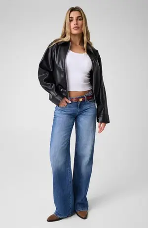 Guess Audrine Faux Leather Bomber Jacket