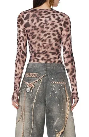 AFRM Ines Long Sleeve Top - Warmth Leopard